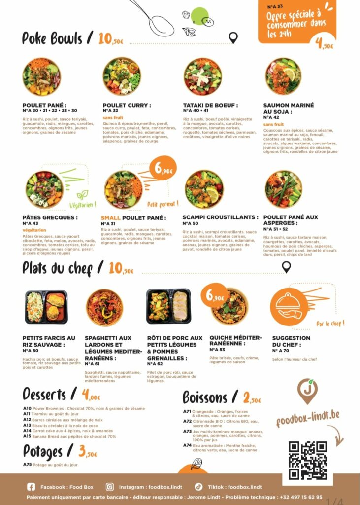 FOOD BOX - LINDT | Notre menu