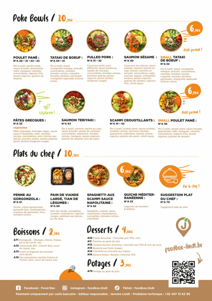 FOOD BOX - LINDT | Notre menu